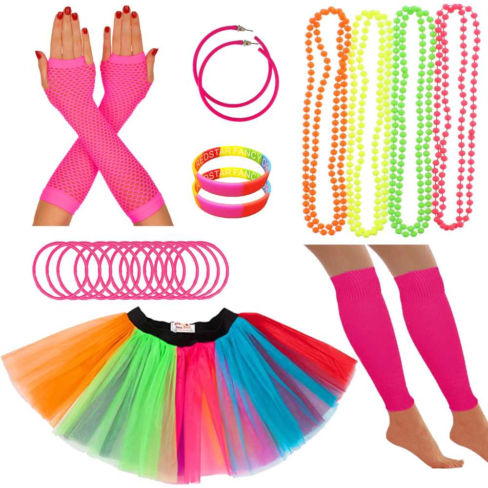 Complete 80s Neon Fancy Dress Outfit – Redstar Fancy Dress