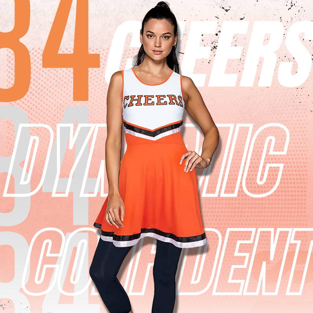 Orange Cheerleader Outfit with Pom Poms – Redstar Fancy Dress
