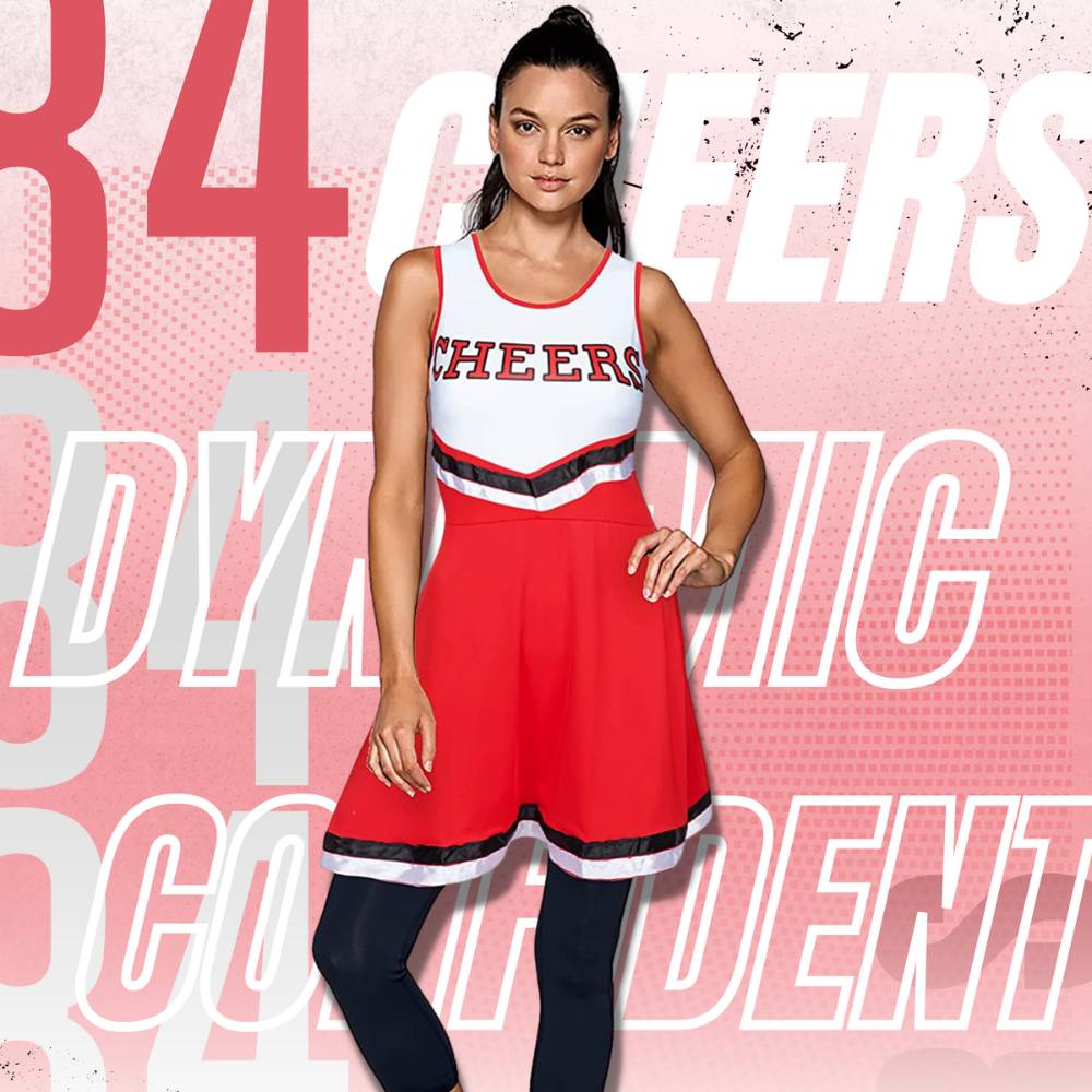 Red Cheerleader Costume & Cheerleading Pom Poms – Redstar Fancy Dress