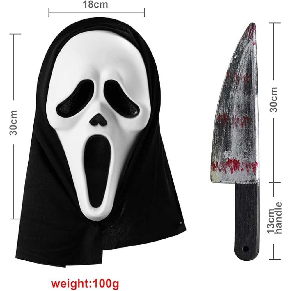 Adult Scream Ghostface Mask and Fake Knife Set – Redstar Fancy Dress